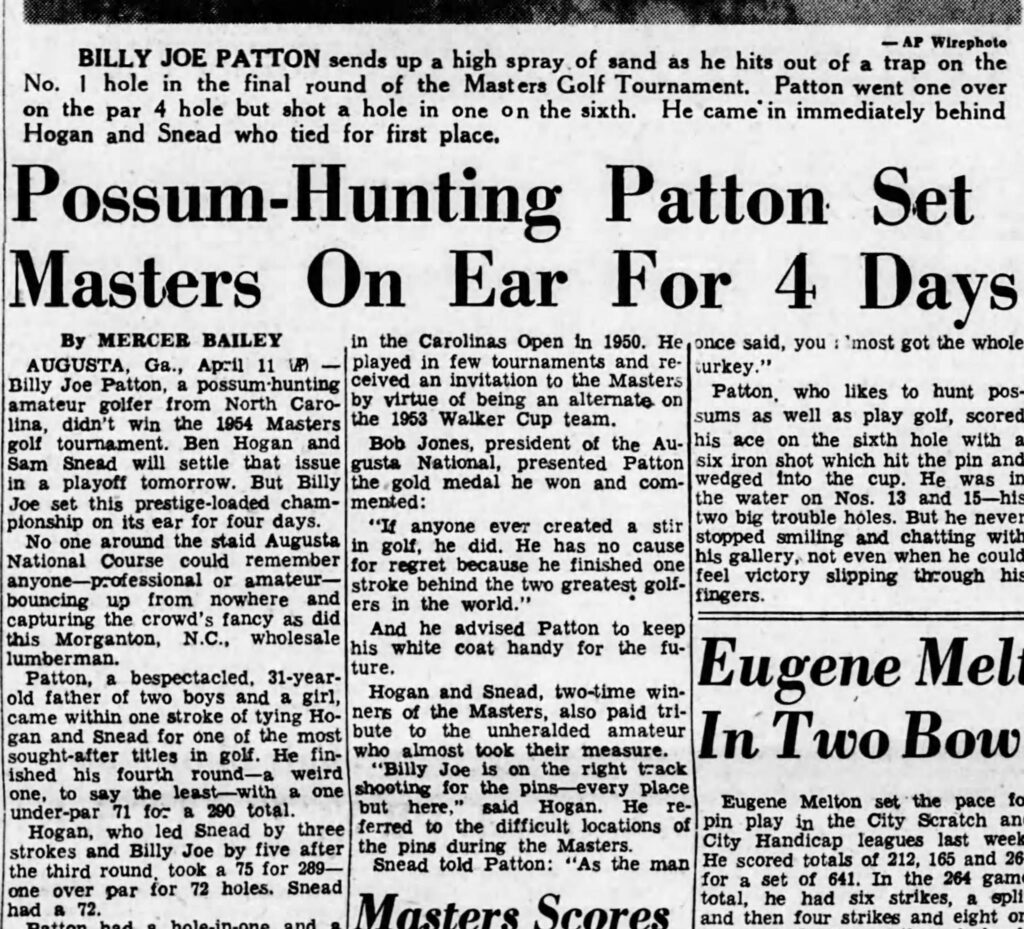 April 11, 1954: Billie Joe Patton’s Special Run at the Masters ...